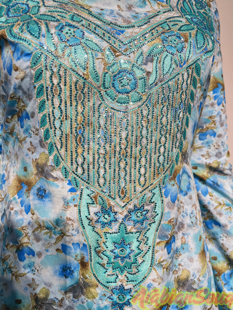 Digital Print Kandura | Harir Silk Fabric | Elegant Emirati Mukhawar ...